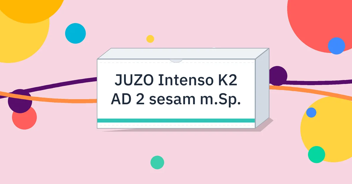 Symbolbild: Packung mit der Aufschrift JUZO Intenso K2 AD 2 sesam m.Sp. (PZN 18606223) – Verfügbarkeit und Bezug in Apotheken in Frankfurt am Main
