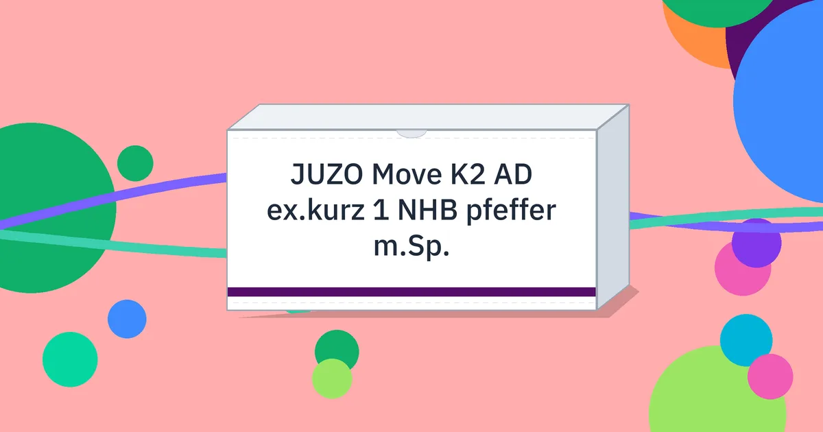 Symbolbild: Packung mit der Aufschrift JUZO Move K2 AD ex.kurz 1 NHB pfeffer m.Sp. (PZN 16340117) – Verfügbarkeit und Bezug in Apotheken in Frankfurt am Main