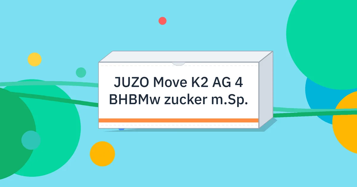 Symbolbild: Packung mit der Aufschrift JUZO Move K2 AG 4 BHBMw zucker m.Sp. (PZN 18524784) – Verfügbarkeit und Bezug in Apotheken in Frankfurt am Main