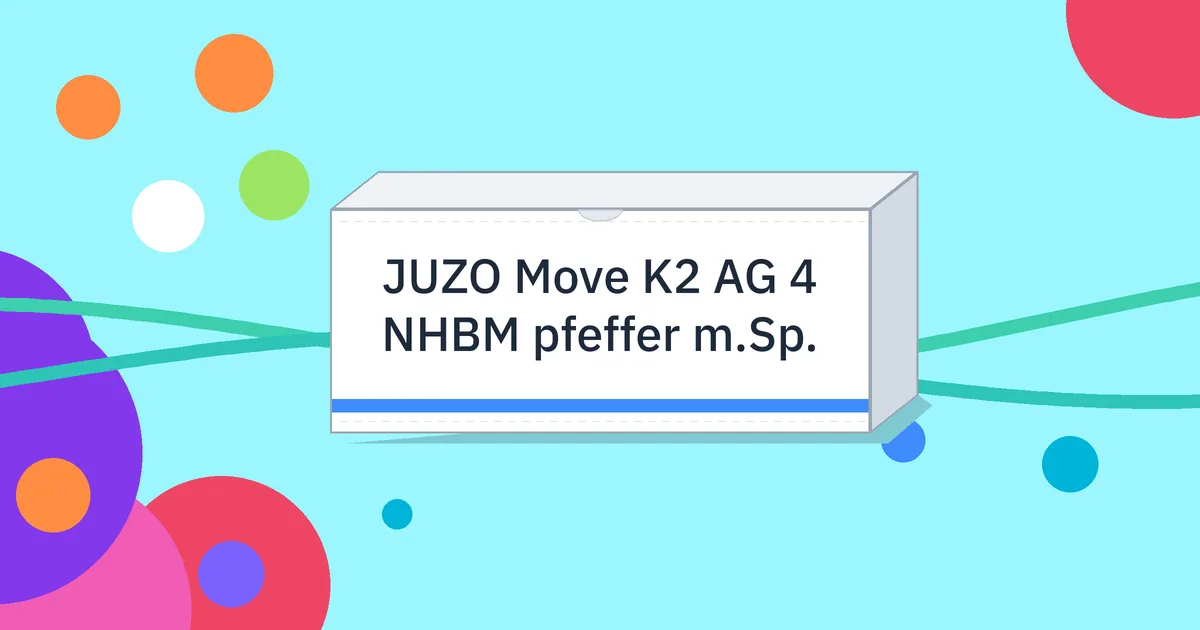 Symbolbild: Packung mit der Aufschrift JUZO Move K2 AG 4 NHBM pfeffer m.Sp. (PZN 16642315) – Verfügbarkeit und Bezug in Apotheken in Frankfurt am Main
