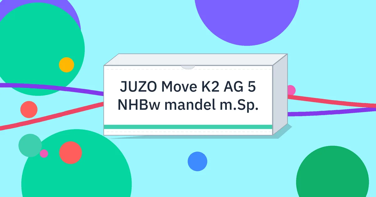 Symbolbild: Packung mit der Aufschrift JUZO Move K2 AG 5 NHBw mandel m.Sp. (PZN 16640813) – Verfügbarkeit und Bezug in Apotheken in Frankfurt am Main