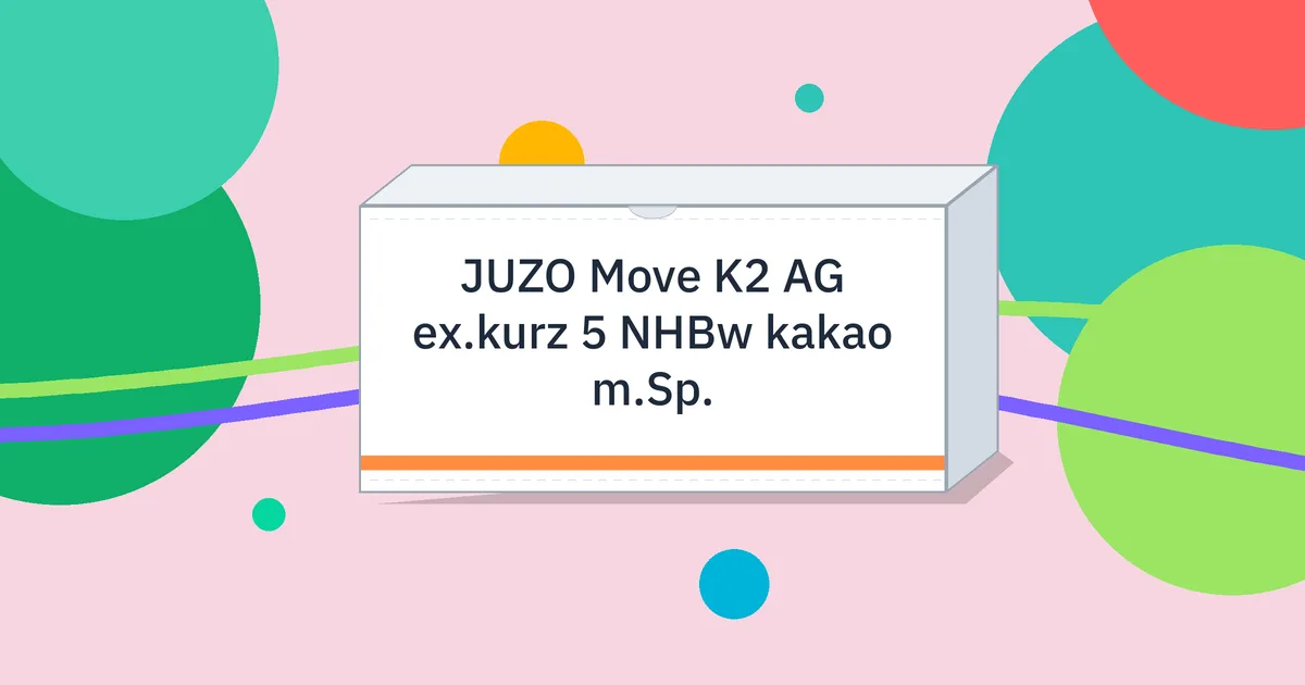 Symbolbild: Packung mit der Aufschrift JUZO Move K2 AG ex.kurz 5 NHBw kakao m.Sp. (PZN 18562715) – Verfügbarkeit und Bezug in Apotheken in Frankfurt am Main