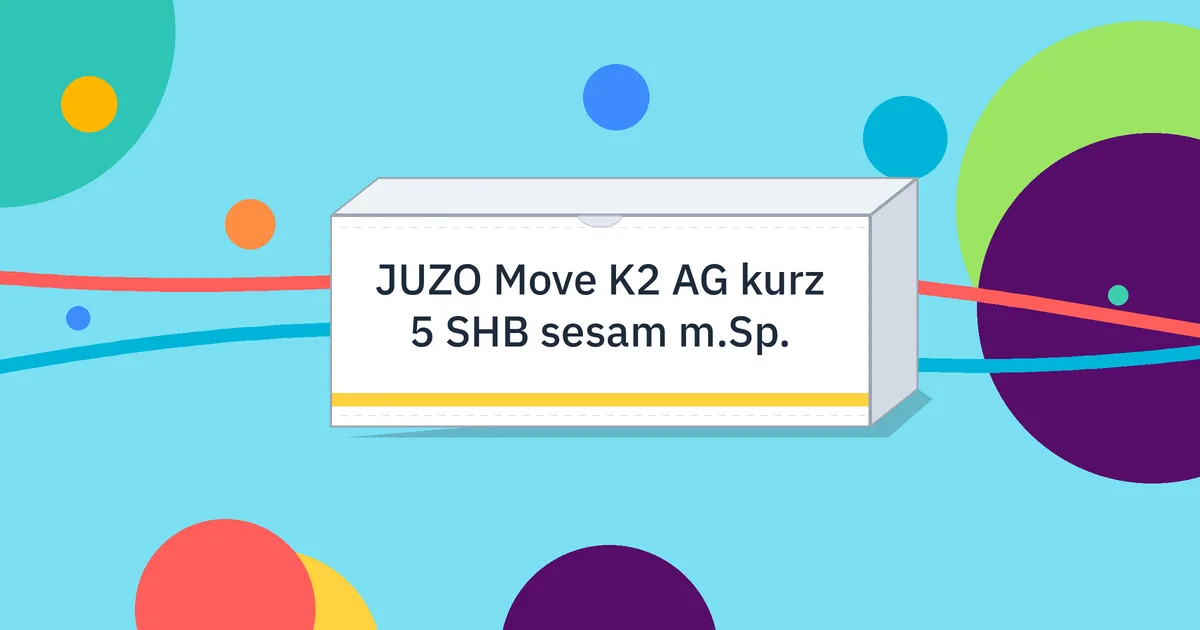 Symbolbild: Packung mit der Aufschrift JUZO Move K2 AG kurz 5 SHB sesam m.Sp. (PZN 18528026) – Verfügbarkeit und Bezug in Apotheken in Frankfurt am Main