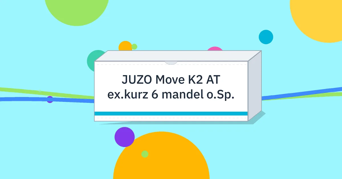 Symbolbild: Packung mit der Aufschrift JUZO Move K2 AT ex.kurz 6 mandel o.Sp. (PZN 20672457) – Verfügbarkeit und Bezug in Apotheken in Frankfurt am Main