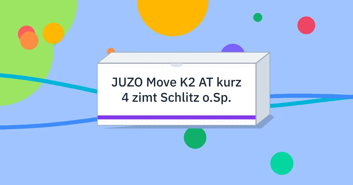 Symbolbild: Packung mit der Aufschrift JUZO Move K2 AT kurz 4 zimt Schlitz o.Sp. (PZN 20676372) – Verfügbarkeit und Bezug in Apotheken in Frankfurt am Main