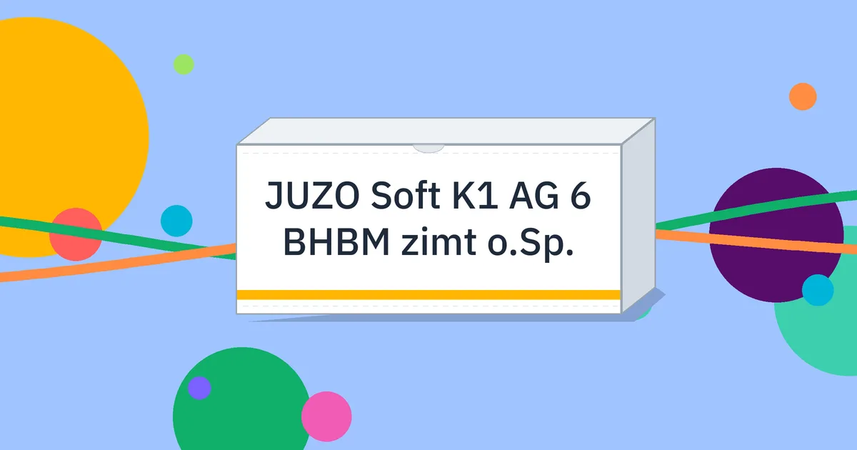 Symbolbild: Packung mit der Aufschrift JUZO Soft K1 AG 6 BHBM zimt o.Sp. (PZN 14856911) – Verfügbarkeit und Bezug in Apotheken in Frankfurt am Main
