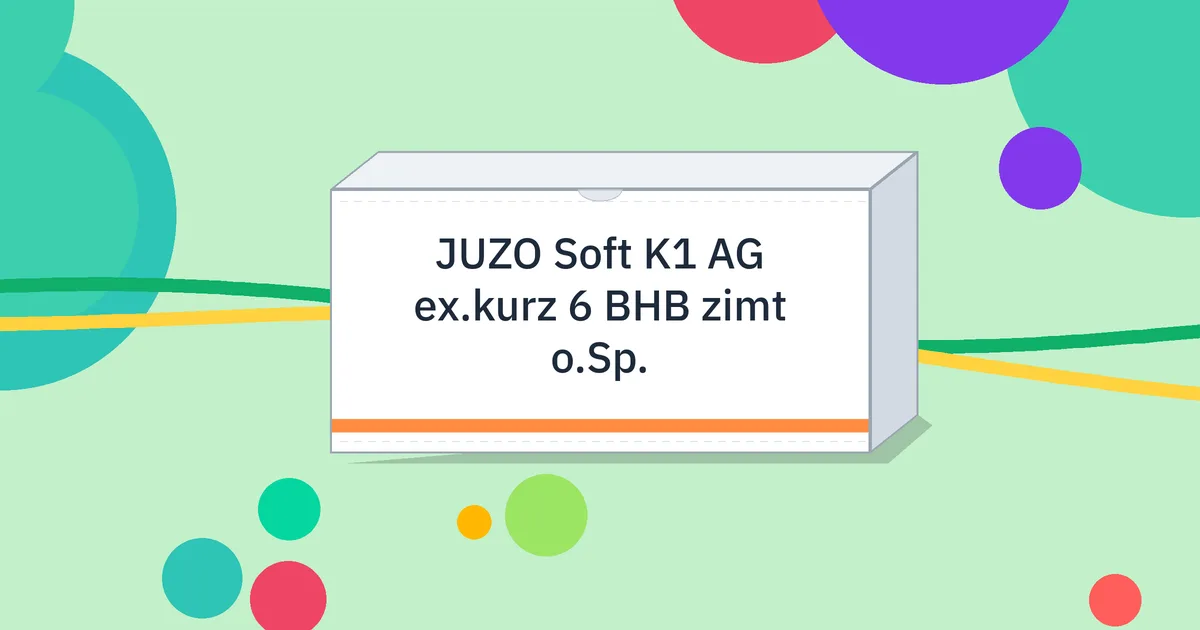 Symbolbild: Packung mit der Aufschrift JUZO Soft K1 AG ex.kurz 6 BHB zimt o.Sp. (PZN 14824093) – Verfügbarkeit und Bezug in Apotheken in Frankfurt am Main
