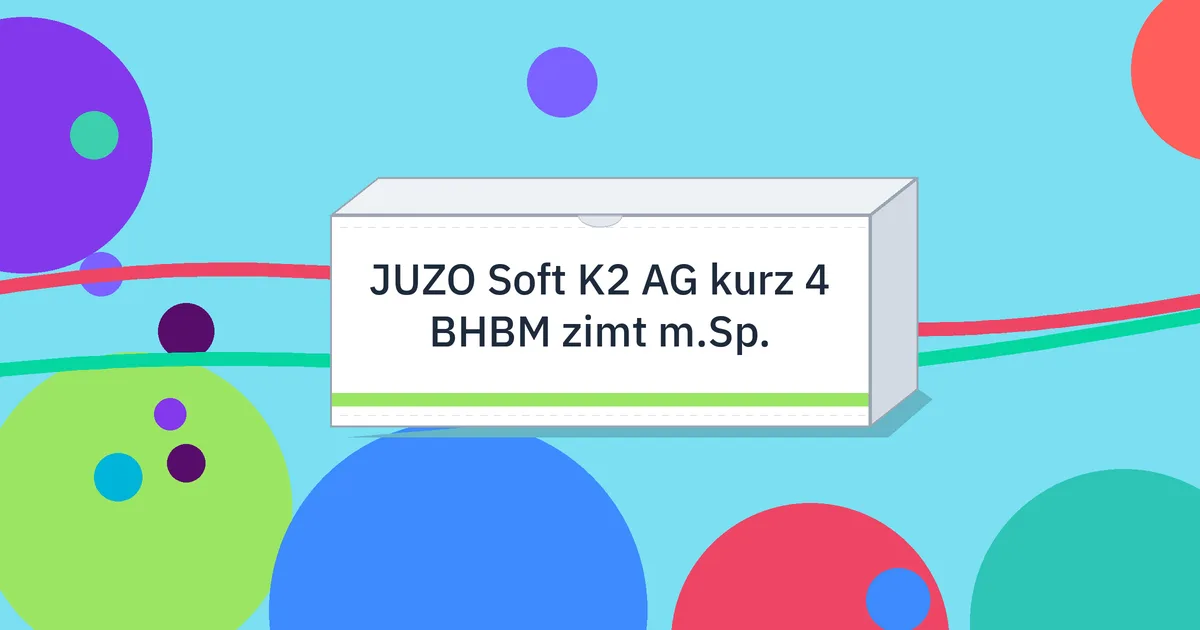Symbolbild: Packung mit der Aufschrift JUZO Soft K2 AG kurz 4 BHBM zimt m.Sp. (PZN 14859482) – Verfügbarkeit und Bezug in Apotheken in Frankfurt am Main
