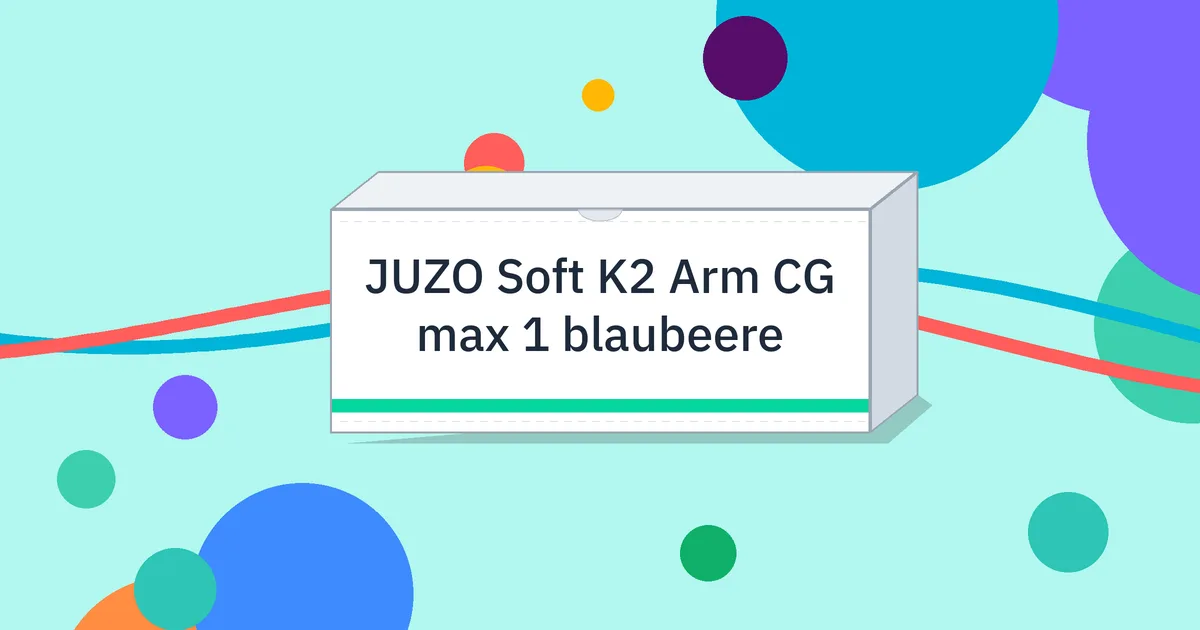 Symbolbild: Packung mit der Aufschrift JUZO Soft K2 Arm CG max 1 blaubeere (PZN 15514006) – Verfügbarkeit und Bezug in Apotheken in Frankfurt am Main