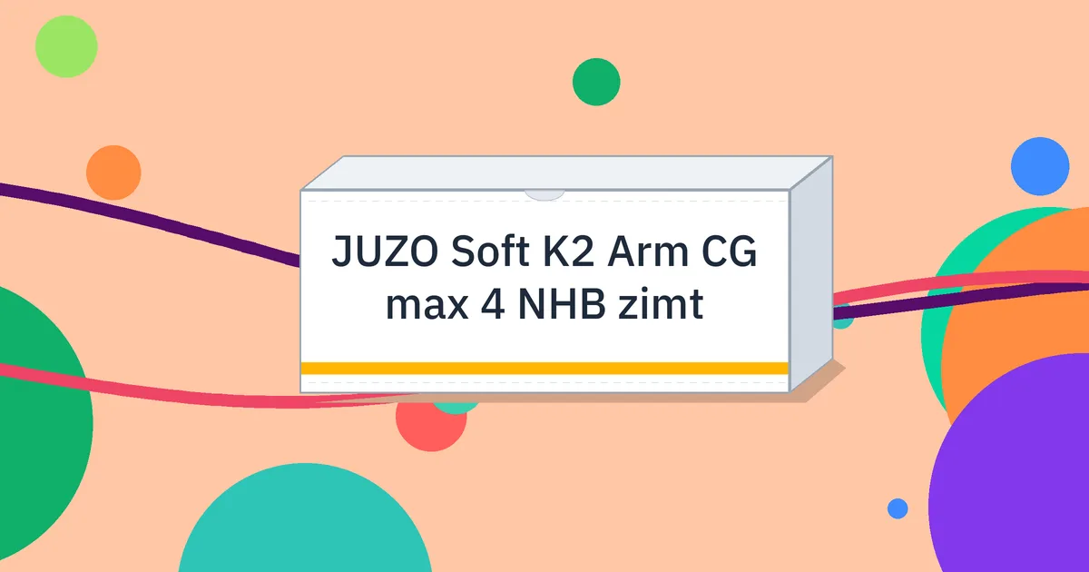 Symbolbild: Packung mit der Aufschrift JUZO Soft K2 Arm CG max 4 NHB zimt (PZN 15512585) – Verfügbarkeit und Bezug in Apotheken in Frankfurt am Main