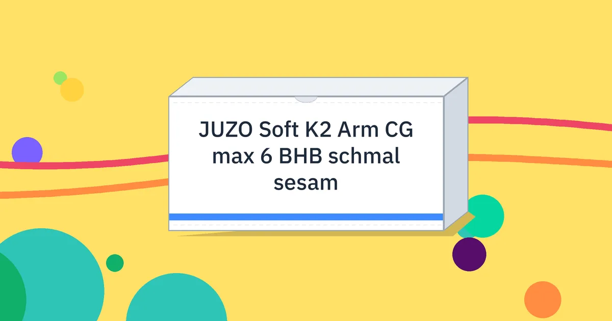 Symbolbild: Packung mit der Aufschrift JUZO Soft K2 Arm CG max 6 BHB schmal sesam (PZN 15513260) – Verfügbarkeit und Bezug in Apotheken in Frankfurt am Main