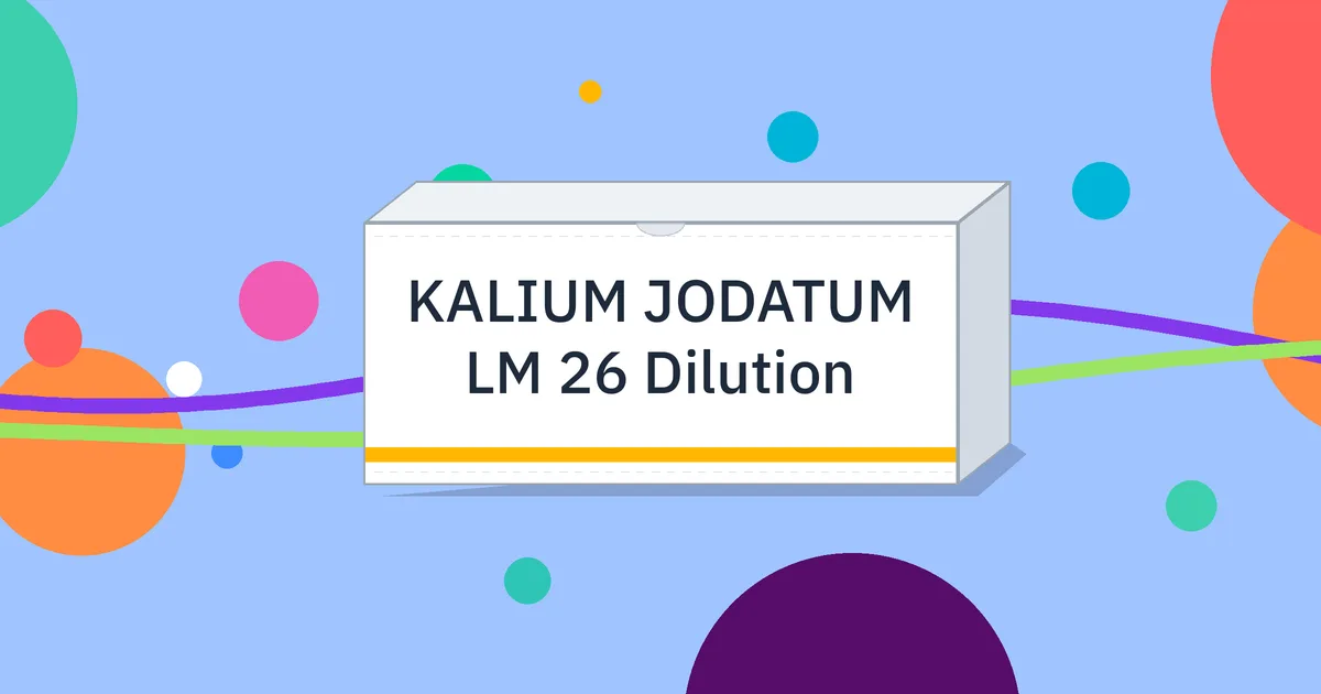 Symbolbild: Packung mit der Aufschrift KALIUM JODATUM LM 26 Dilution (PZN 12922578) – Verfügbarkeit und Bezug in Apotheken in Frankfurt am Main