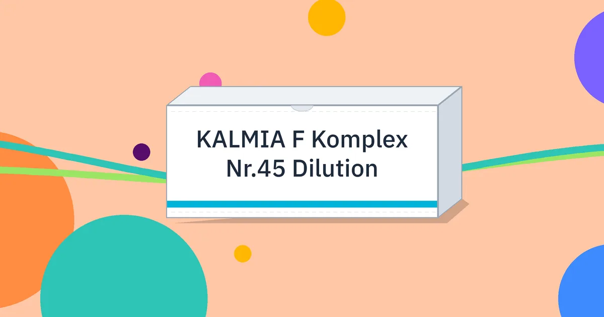Symbolbild: Packung mit der Aufschrift KALMIA F Komplex Nr.45 Dilution (PZN 04484325) – Verfügbarkeit und Bezug in Apotheken in Frankfurt am Main