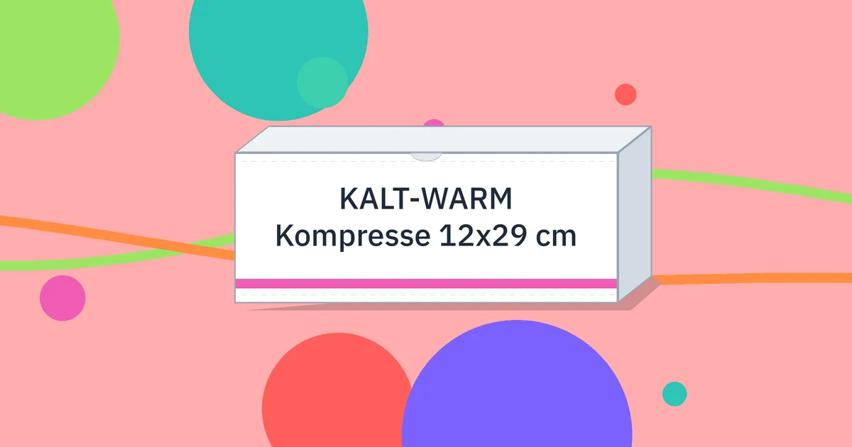 Symbolbild: Packung mit der Aufschrift KALT-WARM Kompresse 12x29 cm (PZN 18104266) – Verfügbarkeit und Bezug in Apotheken in Frankfurt am Main