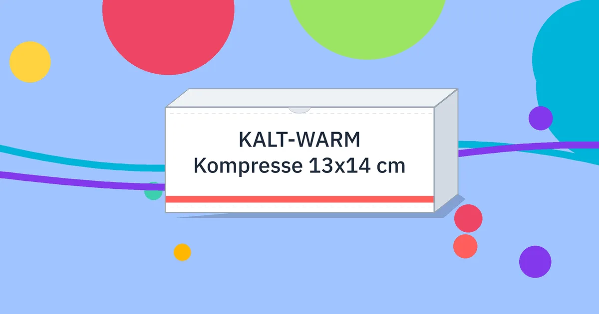 Symbolbild: Packung mit der Aufschrift KALT-WARM Kompresse 13x14 cm (PZN 06455285) – Verfügbarkeit und Bezug in Apotheken in Frankfurt am Main
