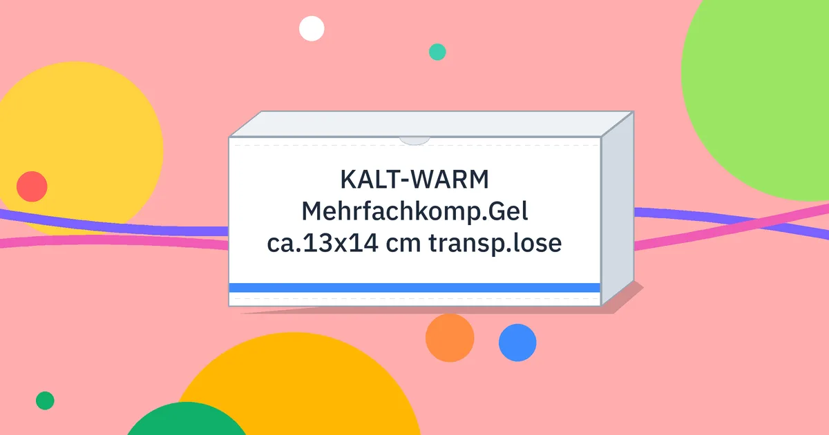 Symbolbild: Packung mit der Aufschrift KALT-WARM Mehrfachkomp.Gel ca.13x14 cm transp.lose (PZN 12373568) – Verfügbarkeit und Bezug in Apotheken in Frankfurt am Main