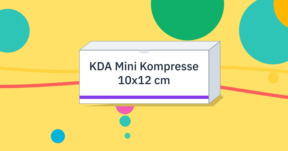 Symbolbild: Packung mit der Aufschrift KDA Mini Kompresse 10x12 cm (PZN 20083873) – Verfügbarkeit und Bezug in Apotheken in Frankfurt am Main
