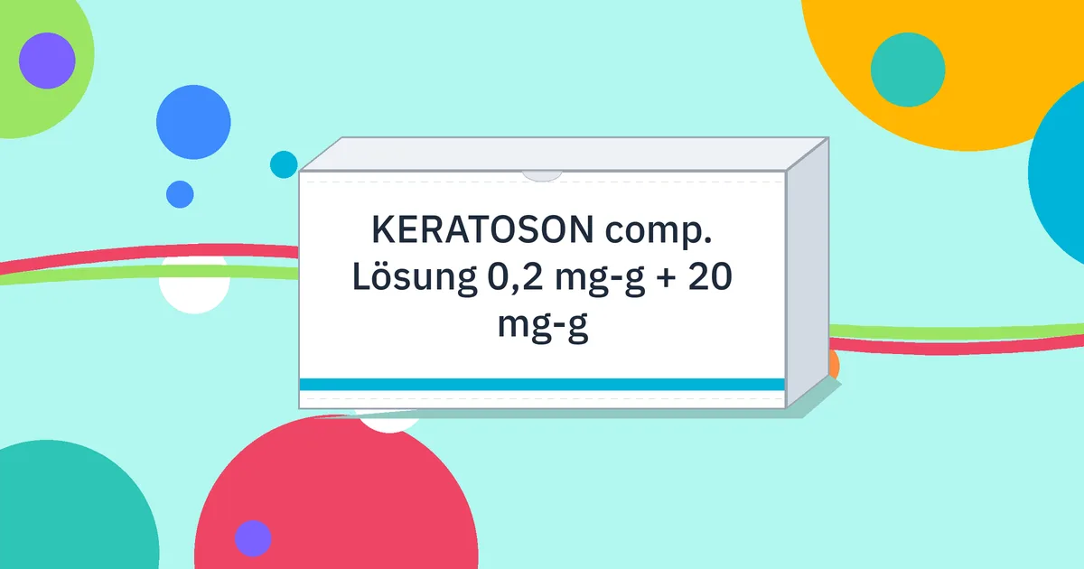 Symbolbild: Packung mit der Aufschrift KERATOSON comp. Lösung 0,2 mg-g + 20 mg-g (PZN 18213216) – Verfügbarkeit und Bezug in Apotheken in Frankfurt am Main