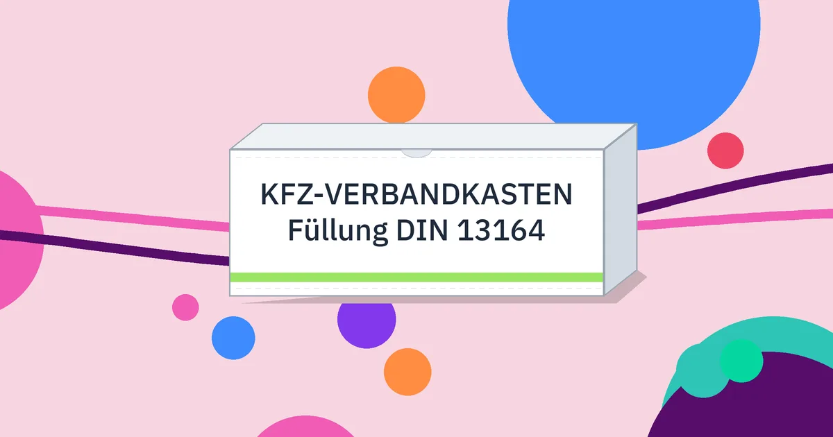 Symbolbild: Packung mit der Aufschrift KFZ-VERBANDKASTEN Füllung DIN 13164 (PZN 01960601) – Verfügbarkeit und Bezug in Apotheken in Frankfurt am Main