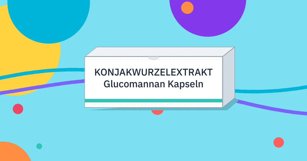Symbolbild: Packung mit der Aufschrift KONJAKWURZELEXTRAKT Glucomannan Kapseln (PZN 12468984) – Verfügbarkeit und Bezug in Apotheken in Frankfurt am Main