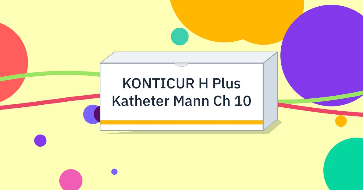 Symbolbild: Packung mit der Aufschrift KONTICUR H Plus Katheter Mann Ch 10 (PZN 20022771) – Verfügbarkeit und Bezug in Apotheken in Frankfurt am Main