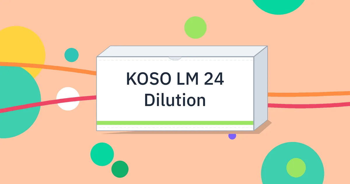 Symbolbild: Packung mit der Aufschrift KOSO LM 24 Dilution (PZN 13520037) – Verfügbarkeit und Bezug in Apotheken in Frankfurt am Main