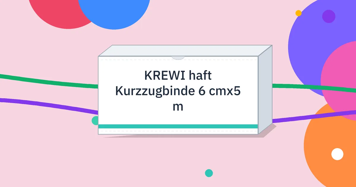 Symbolbild: Packung mit der Aufschrift KREWI haft Kurzzugbinde 6 cmx5 m (PZN 11337814) – Verfügbarkeit und Bezug in Apotheken in Frankfurt am Main