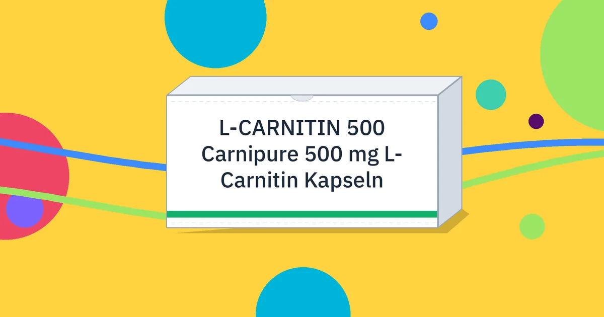 Symbolbild: Packung mit der Aufschrift L-CARNITIN 500 Carnipure 500 mg L-Carnitin Kapseln (PZN 10817713) – Verfügbarkeit und Bezug in Apotheken in Frankfurt am Main