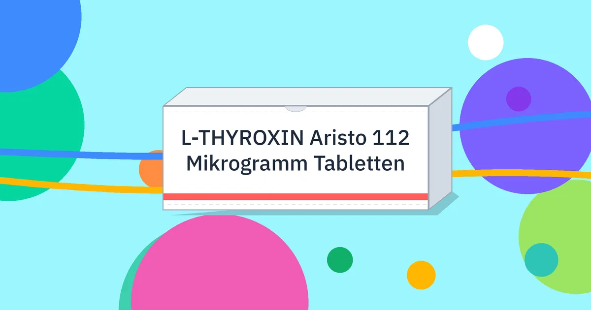 Symbolbild: Packung mit der Aufschrift L-THYROXIN Aristo 112 Mikrogramm Tabletten (PZN 19160686) – Verfügbarkeit und Bezug in Apotheken in Frankfurt am Main