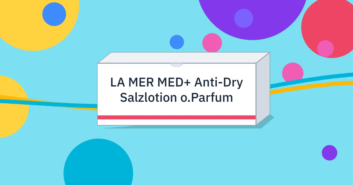 Symbolbild: Packung mit der Aufschrift LA MER MED+ Anti-Dry Salzlotion o.Parfum (PZN 16061587) – Verfügbarkeit und Bezug in Apotheken in Frankfurt am Main