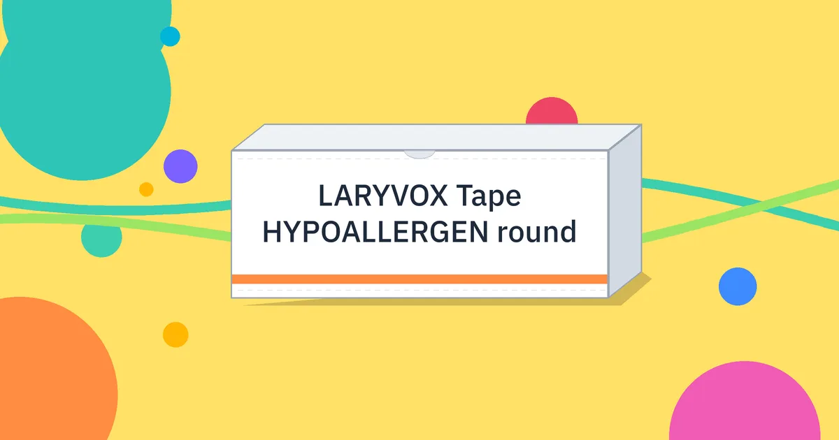 Symbolbild: Packung mit der Aufschrift LARYVOX Tape HYPOALLERGEN round (PZN 10781286) – Verfügbarkeit und Bezug in Apotheken in Frankfurt am Main