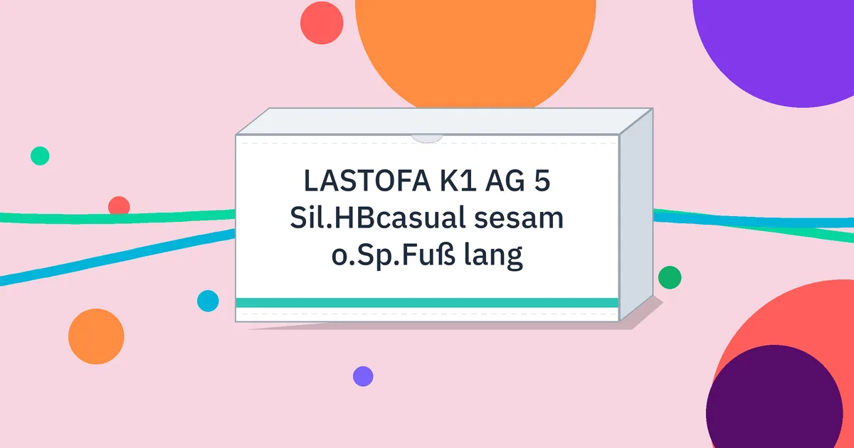 Symbolbild: Packung mit der Aufschrift LASTOFA K1 AG 5 Sil.HBcasual sesam o.Sp.Fuß lang (PZN 14148812) – Verfügbarkeit und Bezug in Apotheken in Frankfurt am Main