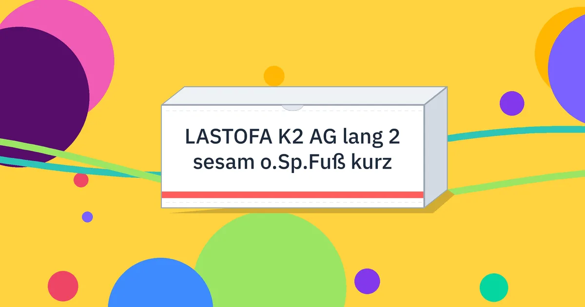 Symbolbild: Packung mit der Aufschrift LASTOFA K2 AG lang 2 sesam o.Sp.Fuß kurz (PZN 13803404) – Verfügbarkeit und Bezug in Apotheken in Frankfurt am Main