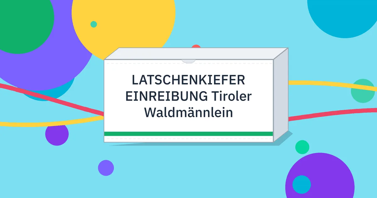 Symbolbild: Packung mit der Aufschrift LATSCHENKIEFER EINREIBUNG Tiroler Waldmännlein (PZN 02165834) – Verfügbarkeit und Bezug in Apotheken in Frankfurt am Main