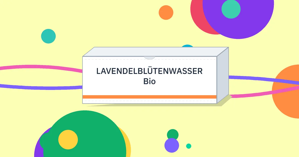 Symbolbild: Packung mit der Aufschrift LAVENDELBLÜTENWASSER Bio (PZN 10398529) – Verfügbarkeit und Bezug in Apotheken in Frankfurt am Main