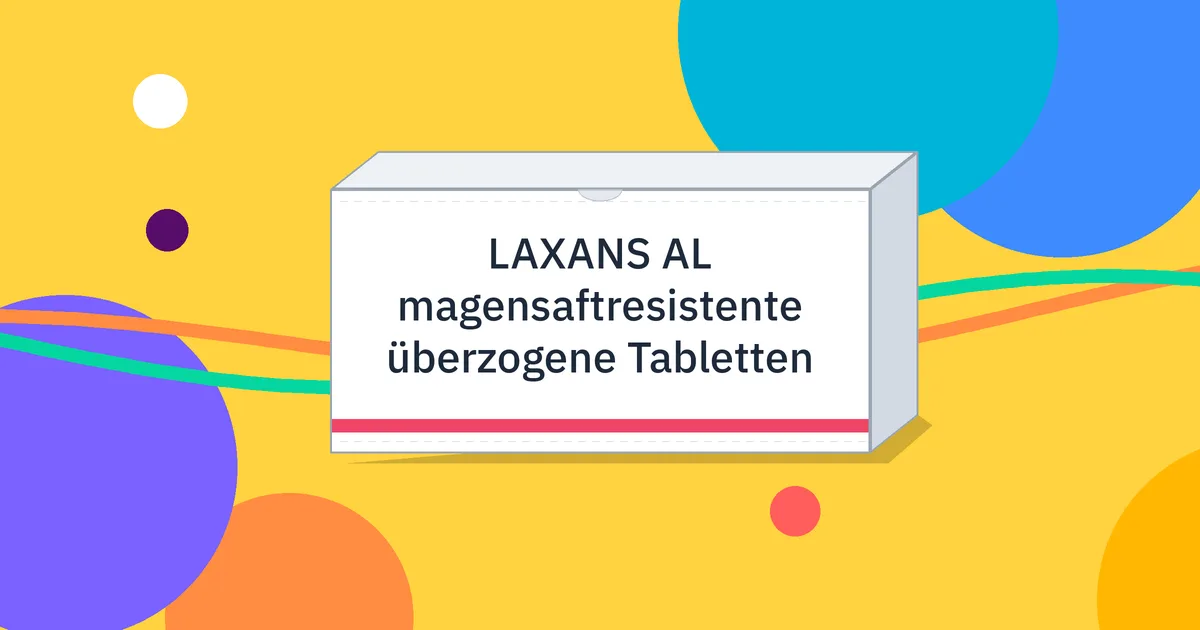 Symbolbild: Packung mit der Aufschrift LAXANS AL magensaftresistente überzogene Tabletten (PZN 10916125) – Verfügbarkeit und Bezug in Apotheken in Frankfurt am Main