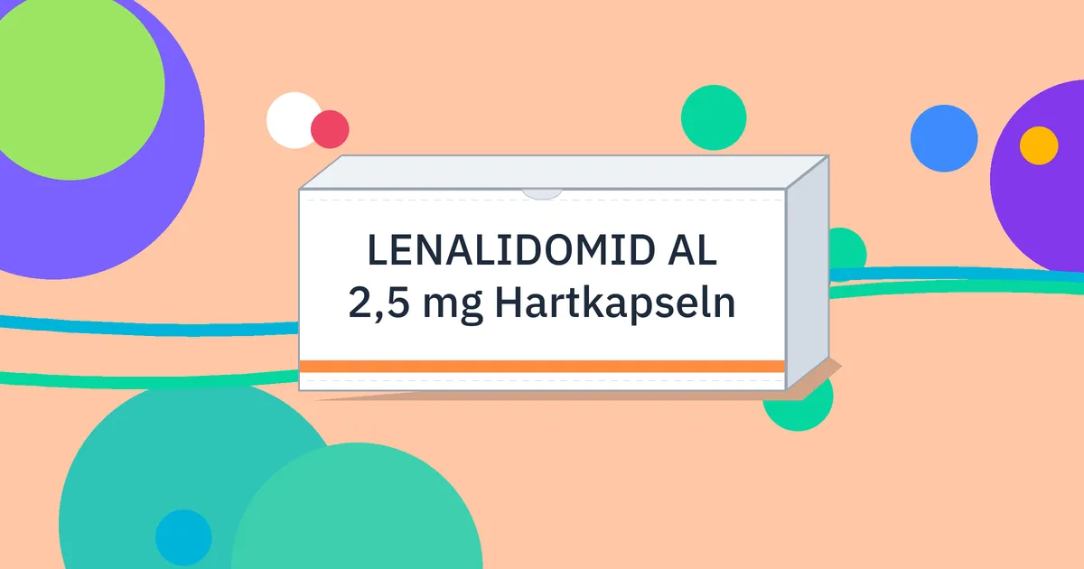 Symbolbild: Packung mit der Aufschrift LENALIDOMID AL 2,5 mg Hartkapseln (PZN 18105521) – Verfügbarkeit und Bezug in Apotheken in Frankfurt am Main