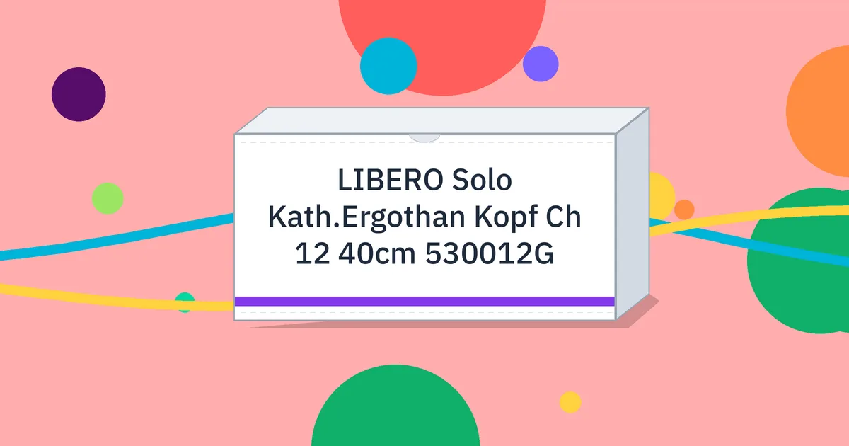 Symbolbild: Packung mit der Aufschrift LIBERO Solo Kath.Ergothan Kopf Ch 12 40cm 530012G (PZN 00840177) – Verfügbarkeit und Bezug in Apotheken in Frankfurt am Main