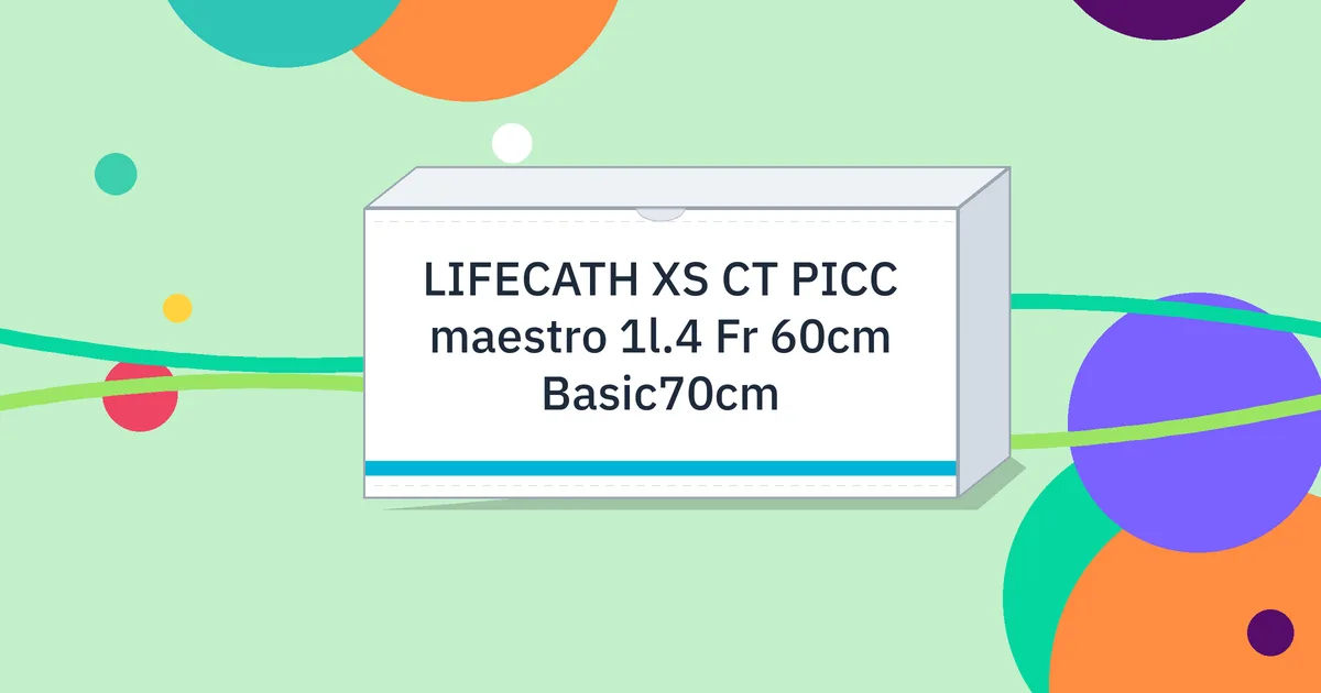 Symbolbild: Packung mit der Aufschrift LIFECATH XS CT PICC maestro 1l.4 Fr 60cm Basic70cm (PZN 19127861) – Verfügbarkeit und Bezug in Apotheken in Frankfurt am Main