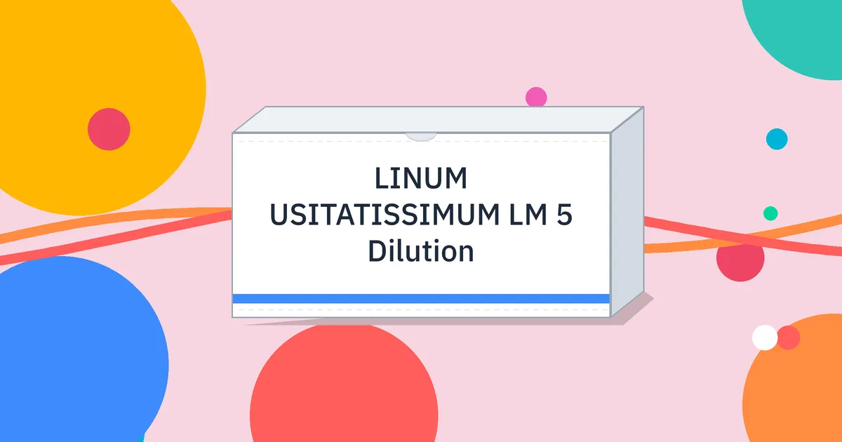 Symbolbild: Packung mit der Aufschrift LINUM USITATISSIMUM LM 5 Dilution (PZN 13530490) – Verfügbarkeit und Bezug in Apotheken in Frankfurt am Main