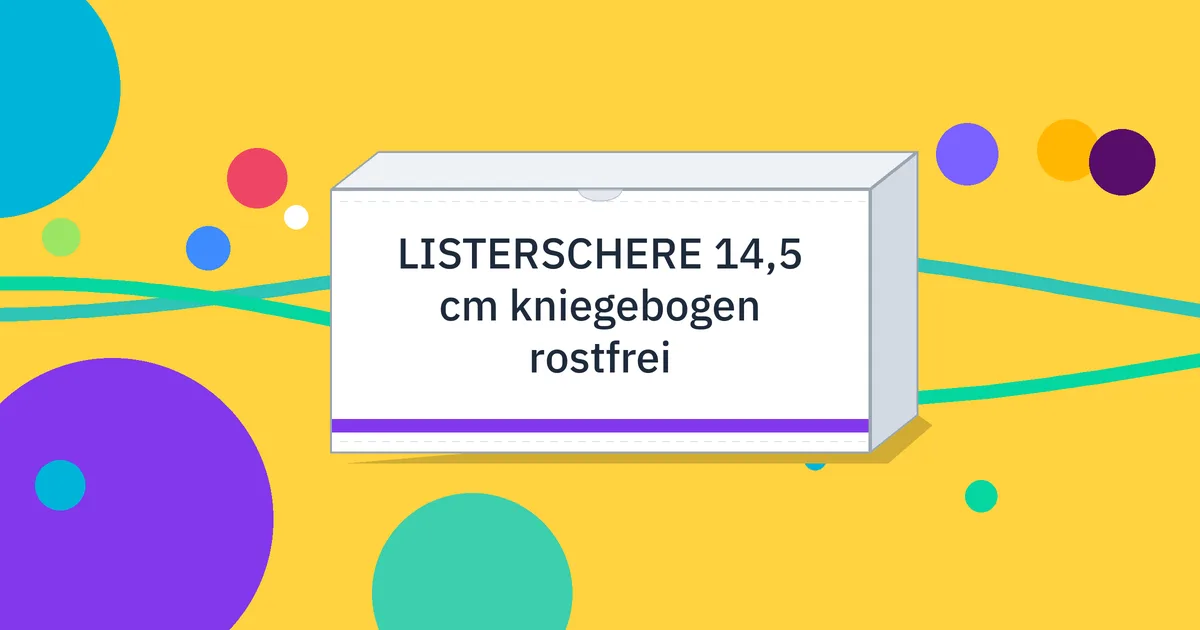 Symbolbild: Packung mit der Aufschrift LISTERSCHERE 14,5 cm kniegebogen rostfrei (PZN 03902016) – Verfügbarkeit und Bezug in Apotheken in Frankfurt am Main