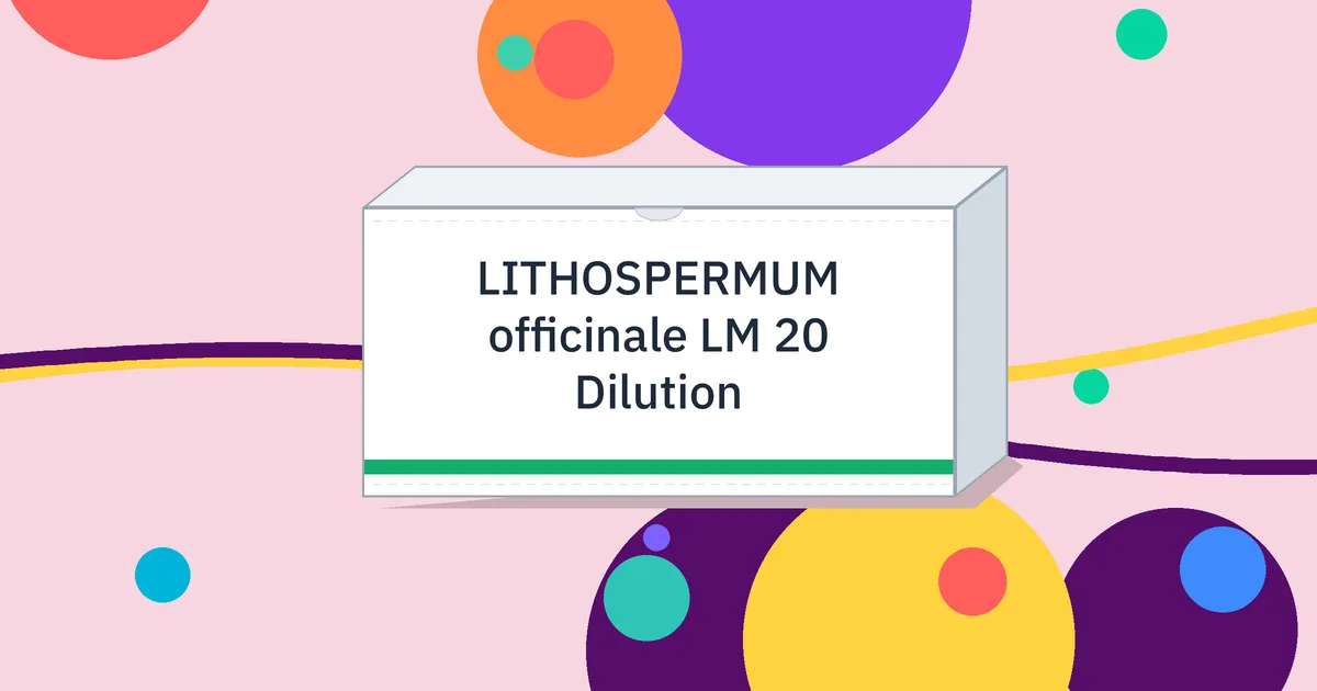 Symbolbild: Packung mit der Aufschrift LITHOSPERMUM officinale LM 20 Dilution (PZN 13532112) – Verfügbarkeit und Bezug in Apotheken in Frankfurt am Main
