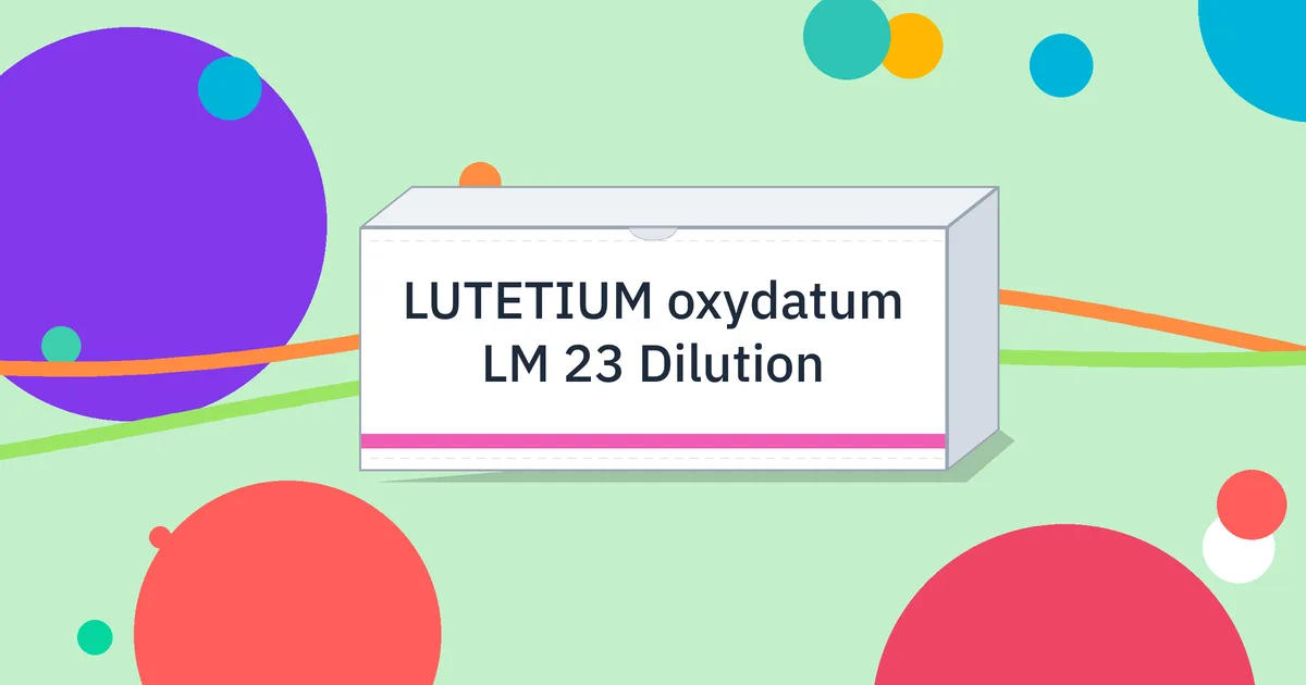 Symbolbild: Packung mit der Aufschrift LUTETIUM oxydatum LM 23 Dilution (PZN 12934920) – Verfügbarkeit und Bezug in Apotheken in Frankfurt am Main
