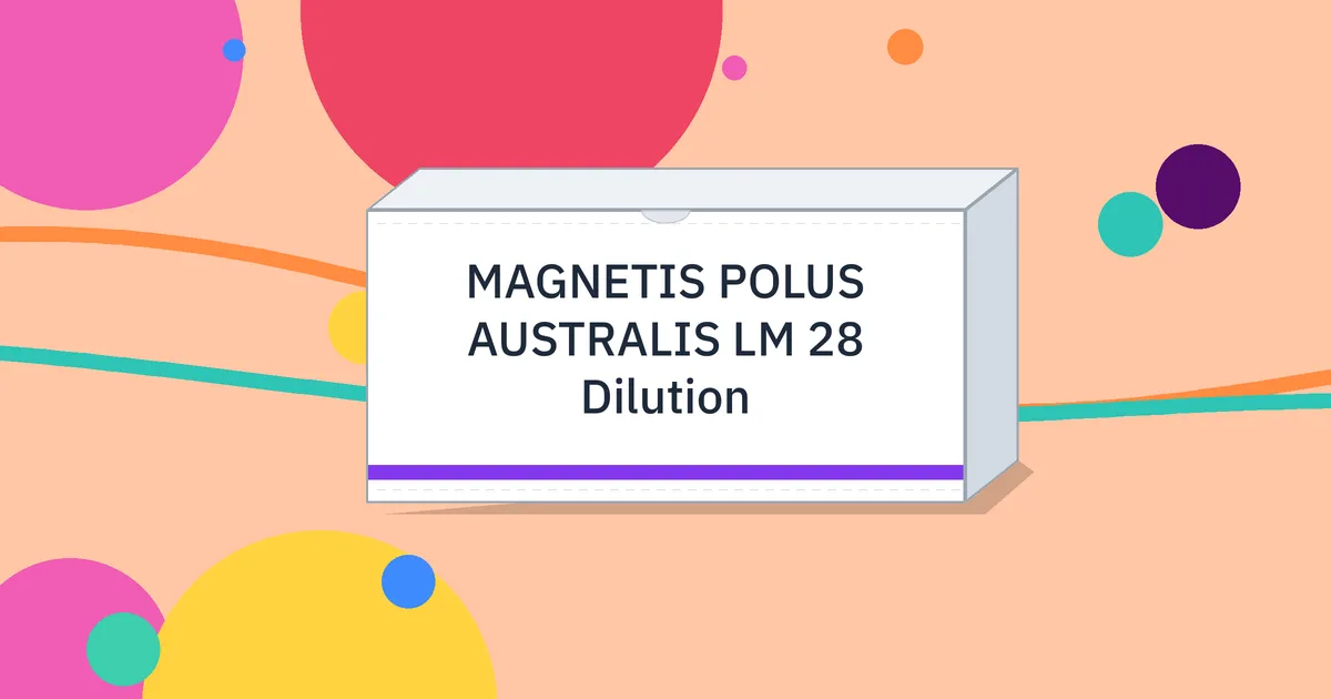 Symbolbild: Packung mit der Aufschrift MAGNETIS POLUS AUSTRALIS LM 28 Dilution (PZN 12941618) – Verfügbarkeit und Bezug in Apotheken in Frankfurt am Main