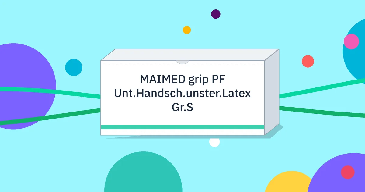 Symbolbild: Packung mit der Aufschrift MAIMED grip PF Unt.Handsch.unster.Latex Gr.S (PZN 03307348) – Verfügbarkeit und Bezug in Apotheken in Frankfurt am Main