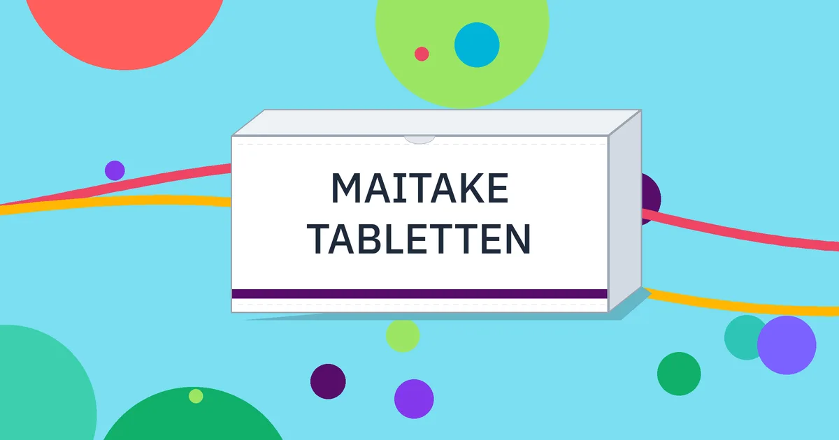 Symbolbild: Packung mit der Aufschrift MAITAKE TABLETTEN (PZN 01202510) – Verfügbarkeit und Bezug in Apotheken in Frankfurt am Main
