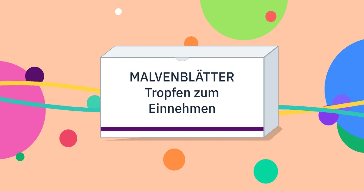 Symbolbild: Packung mit der Aufschrift MALVENBLÄTTER Tropfen zum Einnehmen (PZN 11366750) – Verfügbarkeit und Bezug in Apotheken in Frankfurt am Main