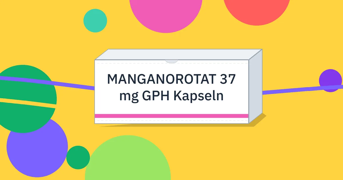 Symbolbild: Packung mit der Aufschrift MANGANOROTAT 37 mg GPH Kapseln (PZN 11482775) – Verfügbarkeit und Bezug in Apotheken in Frankfurt am Main