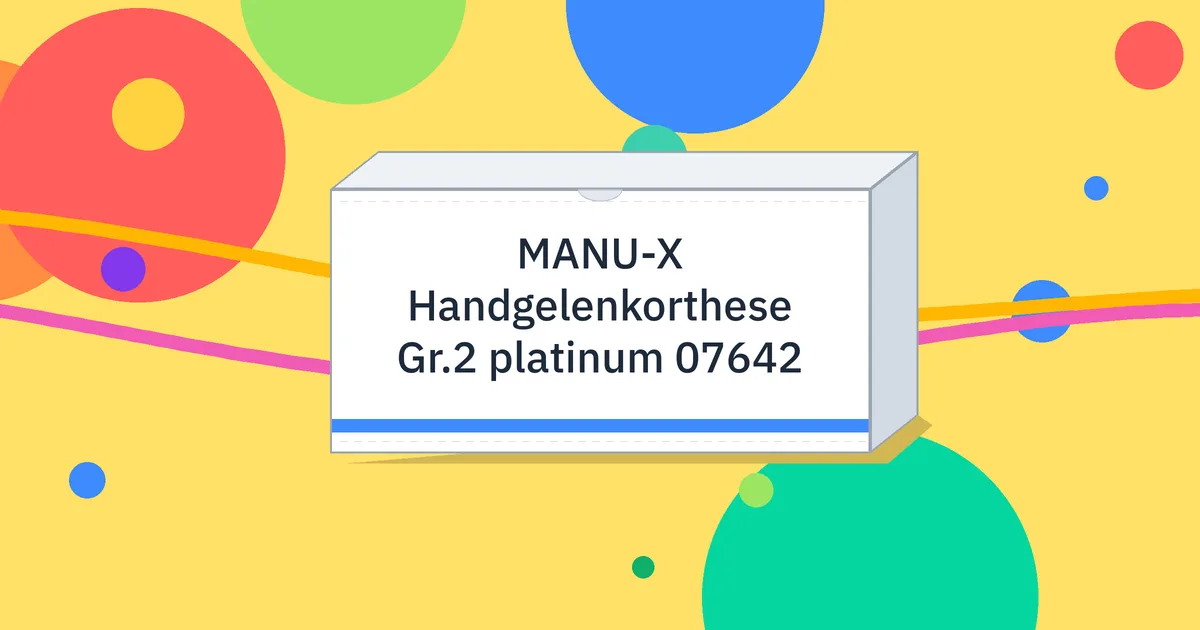 Symbolbild: Packung mit der Aufschrift MANU-X Handgelenkorthese Gr.2 platinum 07642 (PZN 16316840) – Verfügbarkeit und Bezug in Apotheken in Frankfurt am Main