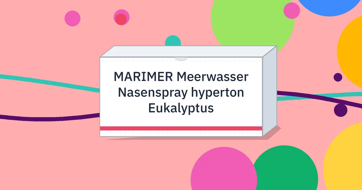 Symbolbild: Packung mit der Aufschrift MARIMER Meerwasser Nasenspray hyperton Eukalyptus (PZN 19493790) – Verfügbarkeit und Bezug in Apotheken in Frankfurt am Main